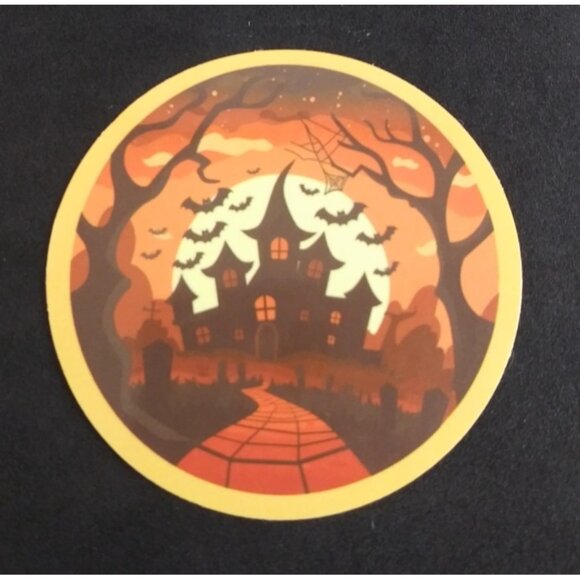 Office | 110 Orange Black Creepy Haunted House Halloween Sticker 2 Au ...